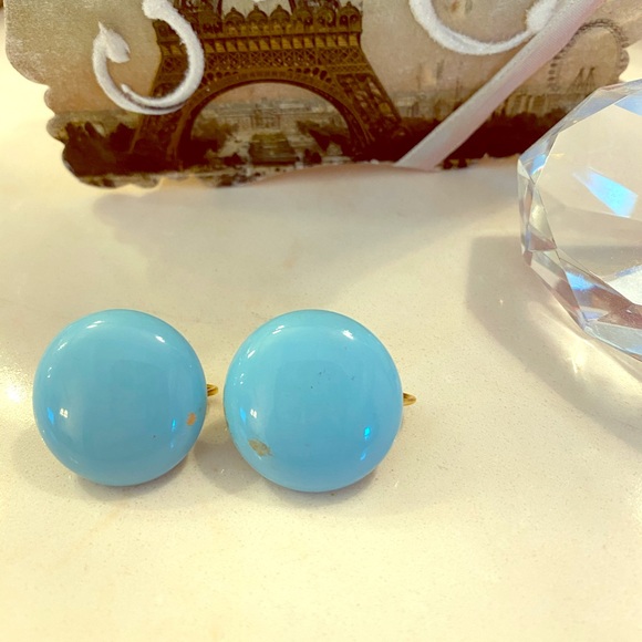 Jewelry | Aqua Blue Vintage Clip On Earrings 195s | Poshmark